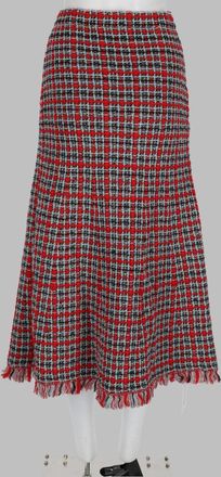 Self Portrait Fringed Knit Skirt - Red