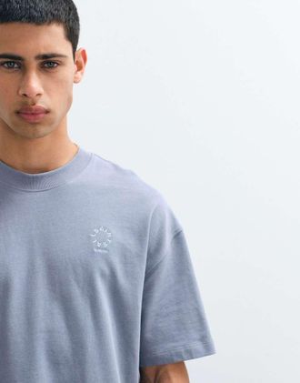 AllSaints Haven - T-shirt brod&eacute; petit logo sur la poitrine - Bleu fonc&eacute;