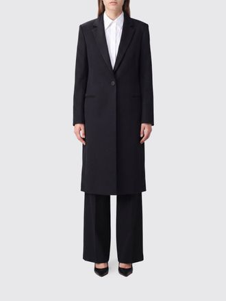 Toteme Manteau droit au genou en laine m&eacute;lang&eacute;e avec revers classiques