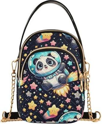 Mnsruu Sac à bandoulière pour femme - Motif panda - Étoiles - Petit sac à bandoulière avec sangle réglable