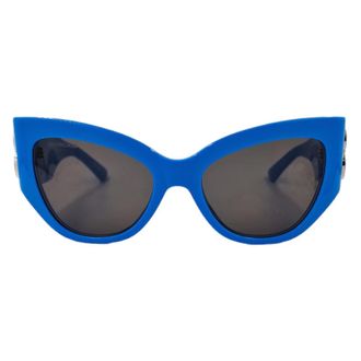 Balenciaga Stylische blaue Sonnenbrille mit silbernem Logo - - Accessories - Damen - Blau - ONE SIZE