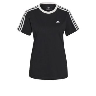 adidas Adidas Damen Essentials Slim 3-Stripes Tee, Black/White, XXS