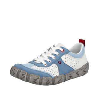 Rieker Sneaker RIEKER, Damen, Gr. 36, blau, wei&szlig;, Lederimitat, Schuhe Sneaker, Schn&uuml;rschuh, Halbschuh, Freizeitsneaker mit Perforation