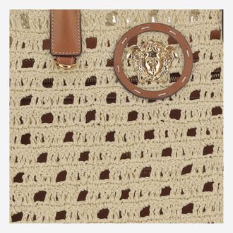 Versace Womens Canvas Tote Bag Natural Cotton Handbags Hand