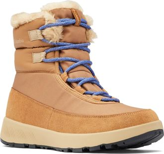 Columbia Slopeside Peak wasserdichte Schneestiefel für Damen, Braun (Elk x Beach), 37.5 EU