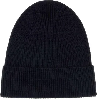Moncler Mens Midnight Blue Wool Beanie Hat Navyblue Exterior: Virgin Cappelli E Fasce Per Capelli