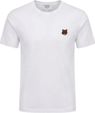 Maison Kitsun&eacute; Femme, Tops, Blanc, Taille: 36 FR Fox Head Regular Tee-Shirt