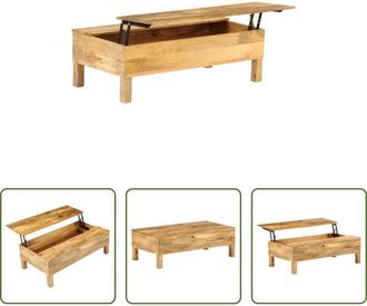 vidaXL Massivholz - Couchtisch Massivholz Mango 110x55x35 cm