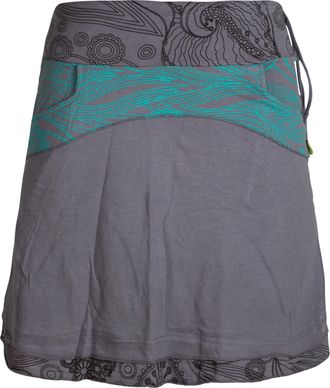 vishes Alternative Bekleidung - Lagenlook Goa Hippie Damen Rock Kurz Breiter Bund Taschen R&ouml;cke grau 48