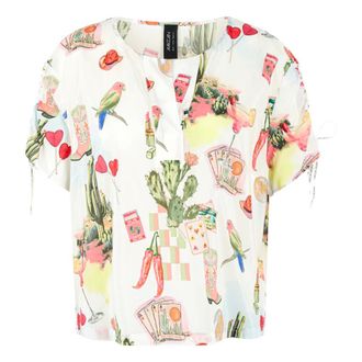 Marc Cain Femme, Blouses et Chemises, Blanc, Taille: 40 FR Blusenshirt mit Raffdetails