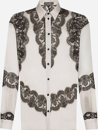 Dolce & Gabbana Seidenhemd Mit Stickereien - Mann Hemden Grau 40