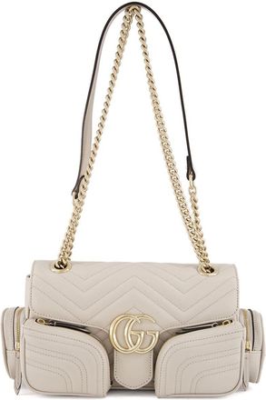 Gucci Kleine GG Marmont Schultertasche - Nude