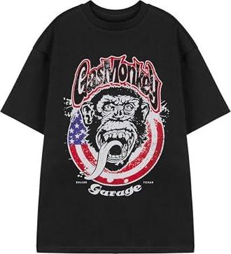 Gas Monkey Garage T-Shirt Homme Gas Monkey | T-Shirt Graphique à Manches Courtes American Garage pour Adultes (Noir) | Haut de vêtement Coupe décontractée avec Logo Cla