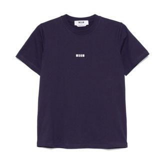 Msgm T-Shirt mit Rundhalsausschnitt - - Tops - Damen - Blau - S