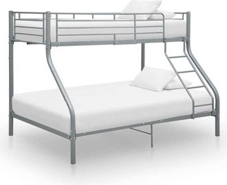vidaXL Etagenbettgestell Grau Metall 140x200 cm/90x200 cm Vidaxl