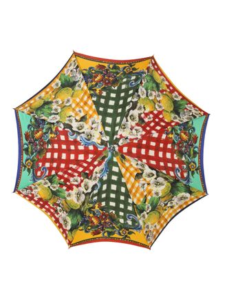 Dolce & Gabbana Womens Multicolor Carretto Siciliano Print Collapsible Umbrella Polyester Accessory