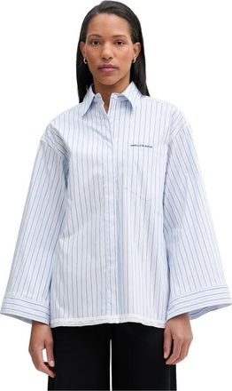 Isabelle Blanche Femme, Blouses et Chemises, Bleu, Taille: 36 FR Chemise Popeline Ray&eacute;e