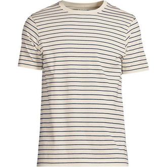 Lands End Supima Kurzarm-Shirt mit Rundhalsausschnitt, Herren, Größe:44-46 regular, Weiß, Baumwolle, by Lands End