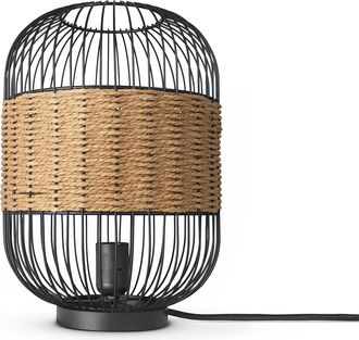 Paco Home Rattan Pendelleuchte Wohnzimmer Tischleuchte Boho Style Käfig Lampe Esstischlampe Nachttischlampe Metall E27, Lampenart:Tischleute - Typ 4, Farbe:Natu