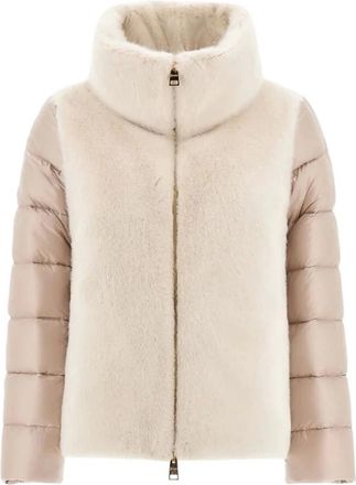 Herno Femme, Vestes, Beige, Taille: 40 FR Cape en nylon ultral&eacute;ger et fausse fourrure pour dame