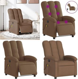 vidaXL Massagesessel Elektrisch Braun Stoff - Massage Stuhl - Elektrischer Massagesessel - Entspannungsstuhl - Fernsehsessel - Relaxsessel - Home & Living