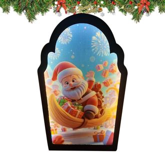 Generic Hologram Mirror Santa Design Holographischer Spiegel, Weihnachtsdekoration, schillerndes Acryl, Weihnachtsdekoration, Weihnachtsdekoration, Weihnachts