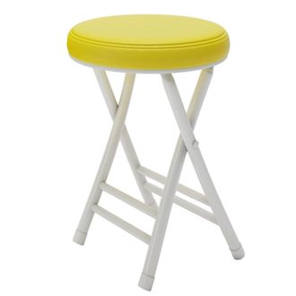 Generic Gepolsterter Sitzfl&auml;che Klapphocker, Runder K&uuml;chenhocker, Tragbarer Klappstuhl Mit 50 cm Durchmesser, f&uuml;r Das Fr&uuml;hst&uuml;ckscaf&eacute;(Yellow)