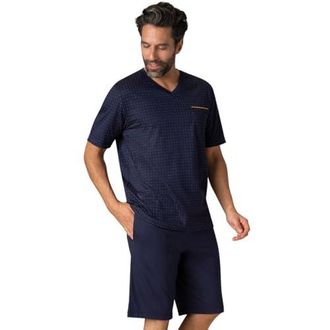 Eminence Pyjama Court col V Homme Mercerisé - Taille : 2/S - Couleur : Imprimé Marine-Marine