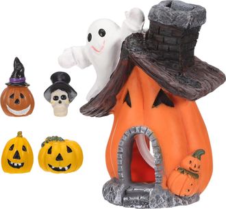 Cabilock Halloween Puppenhaus Dekoration 5 St&uuml;ck Miniatur Halloween K&uuml;rbis deko Geist Ornamente Aquarium Dekoration f&uuml;r Party Wohndeko