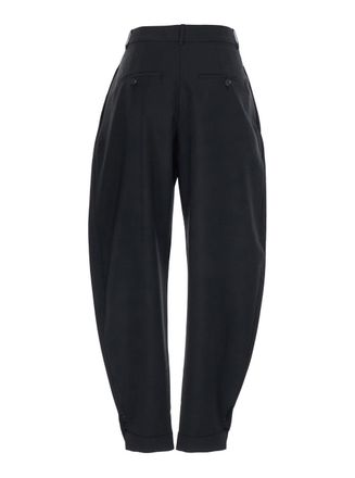 R&oacute;he Womens Wool Blend Pants With Cuff Hem Black Virgin Trousers