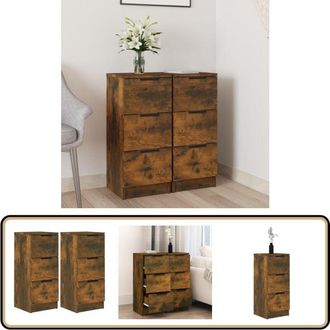 vidaXL Sideboards 2 Stk. R&auml;uchereiche 30x30x70 cm Holzwerkstoff - Sideboard - Regal - Wohnraumgestaltung - Holzm&ouml;bel - Holzwerkstoff