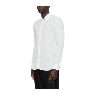 120% Lino Homme, Chemises, Bleu, Taille: L Classic Collar Shirt