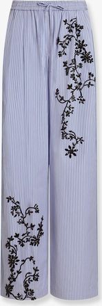 Dolce & Gabbana Cotton and silk blend trousers with embroidered flowers - DOLCE & GABBANA - gender_Woman