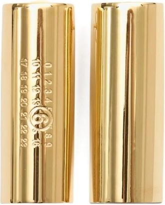 Maison Margiela Ohrringe - Curved Rectangular Gold Earrings With Logo Engravi - Gr. unisize - in Mehrfarbig - f&uuml;r Damen