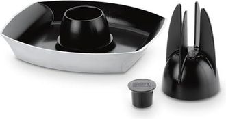 Weber Deluxe Gefl&uuml;gelhalter/Edelstahlhalter f&uuml;r saftiges H&auml;hnchen mit integrierter Tropfschale f&uuml;r aromatisches Grillen - Silber (6731)