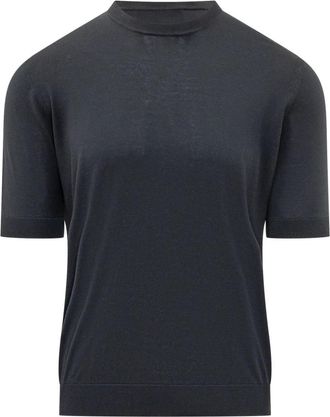 FILIPPO DE LAURENTIIS Homme, Pulls, Bleu, Taille: XL Haut en maille &agrave; manches courtes et col rond