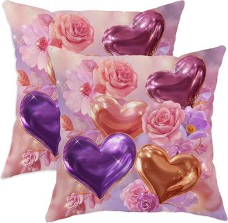 Generic Herzf&ouml;rmige, Romantische, Moderne Rose Sofakissen Luxuri&ouml;se Kissenh&uuml;lle Mit Rei&szlig;verschluss Sofakissenbezug F&uuml;r Sofa Hotel Bett 45X45Cm 2Er Set