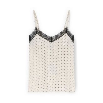 Motivi Femme, Tops, Blanc, Taille: 44 FR Top caraco en satin &agrave; pois