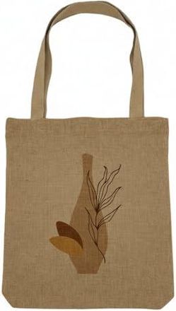 Fabulous Sac Shopping Tote Bag Aspect Lin - Vase Line Art Moderne Tropical Exotique Minimaliste - Sac de Courses Toile Epaisse 360g Beige Naturel Cabas Port&eacute; E