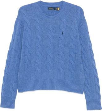 Polo Ralph Lauren Pull en maille torsad&eacute;e en laine et cachemire - Femme - Pulls - Bleu - Taille: 42 FR