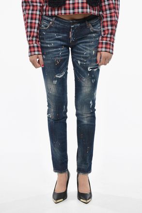 Dsquared2 Stretch-Denim-Jeans JENNIFER Im Vintage-Look Mit Farbklecksen 14cm Dsquared2