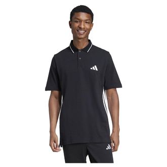 adidas Mens Essentials 3-Streifen Piqué Poloshirt Black/White 3XL