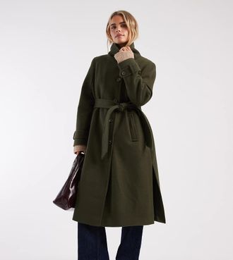 Miss Selfridge Manteau &eacute;l&eacute;gant &agrave; col chemin&eacute;e - Kaki-Vert