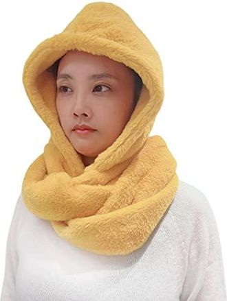 Lina & Lily &Eacute;charpe Tube &agrave; Capuche en Fausse Fourrure pour Femme Hiver (Jaune)