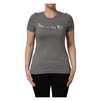 Dolce & Gabbana Rundhals-T-Shirt mit kurzen &Auml;rmeln - - Tops - Damen - Grau - 2XS