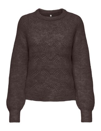 Only Damen Onlgila Life Ls Structure O-Neck Bf KNT, Seal Brown, XS