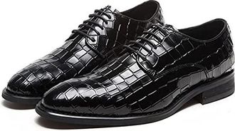 Generic Chaussures habill&eacute;es Oxford for Hommes &agrave; Lacets en Cuir v&eacute;ritable &agrave; imprim&eacute; Crocodile Noir, Bout Bruni, Talon carr&eacute;, Semelle en Caoutchouc antid&eacute;rapan