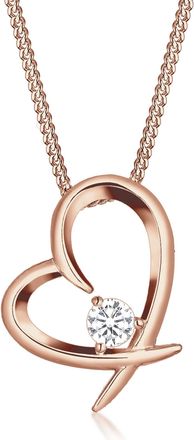 Elli Halskette Damen Herz Anhänger geschwungen funkelnd mit Zirkonia Kristall in 925 Sterling Silber rosé vergoldet