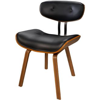 Rendez-Vous D&eacute;co Rendez-vous D&eacute;co - Chaise en pu noir et pieds en bois pli&eacute; - p&eacute;trus