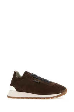 Brunello Cucinelli Womens Brown Suede Sneakers Espresso